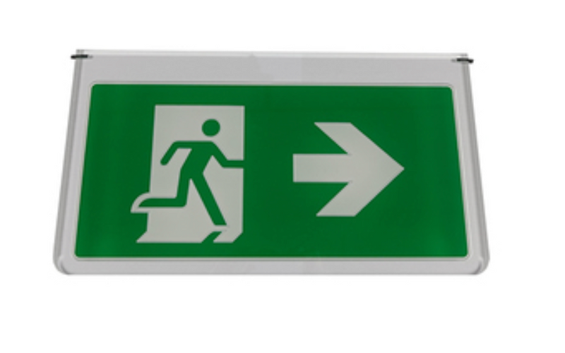 WOODHOUSE Engraved Double Sided Exit Legend, BS EN ISO7010 Format, Lef ...
